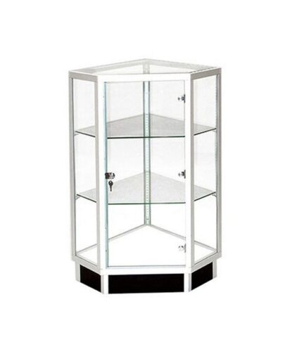 38"H Silver Standard Extra Vision Pentagon Corner Case | Store Displays