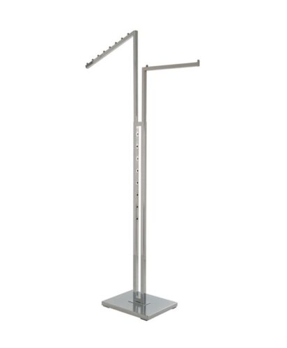 | 2-Way Garment Rack w/ Straight & Slanted Arms - Chrome | Store Displays®