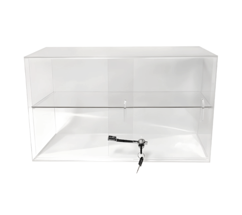 2 Shelves Acrylic Countertop Display Case w/ Hinged Locking Door ...