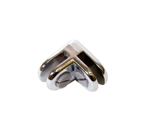 2-Way Metal Connector For Glass Display - Chrome | Store Displays®