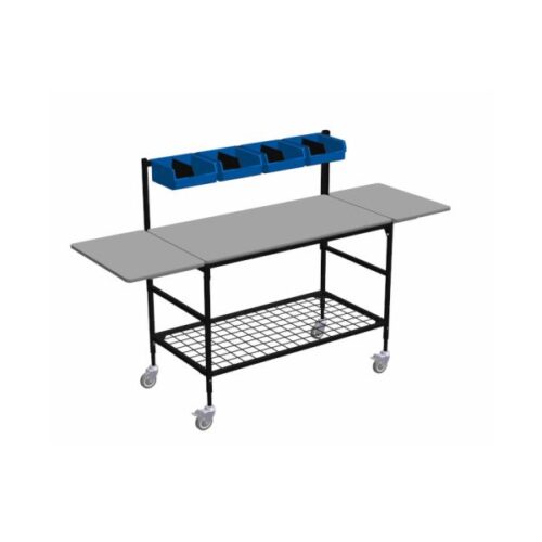 MOBILE BACKROOM PROCESSING TABLE W/ SORTING BINS | Store Displays®