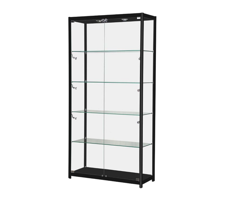Black Tower Rectangular Aluminum Frame Case 40"L x 78"H | Store Displays®