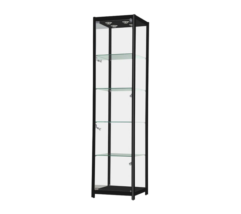 Black Tower Square Aluminum Frame Case 20"L x 78"H | Store Displays®