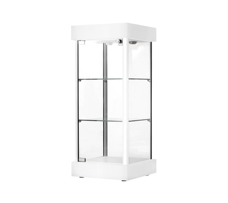 White Countertop Tower Display Case | Store Displays®