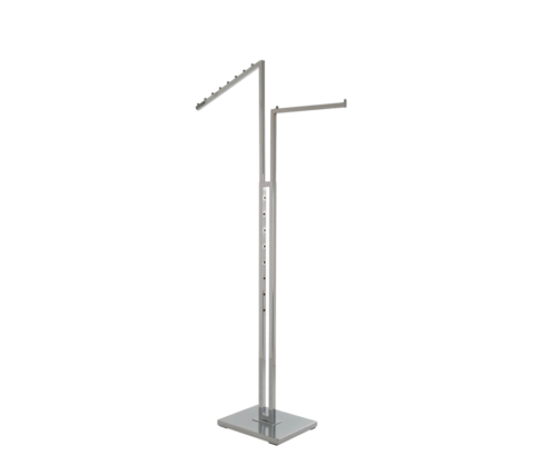 2-Way Garment Rack w/ Straight & Slanted Arms - Chrome | Store Displays®