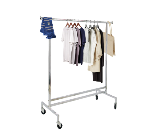 1.25" Sq. Tubing Heavy-Duty Single Rail Garment Rolling Rack - Chrome ...