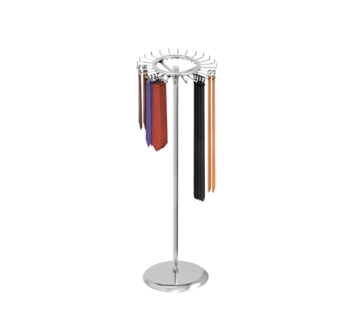 SINGLE TIER REVOLVING BELT /TIE RACK- CHROME | Store Displays®