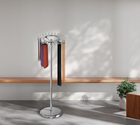 SINGLE TIER REVOLVING BELT /TIE RACK- CHROME | Store Displays®