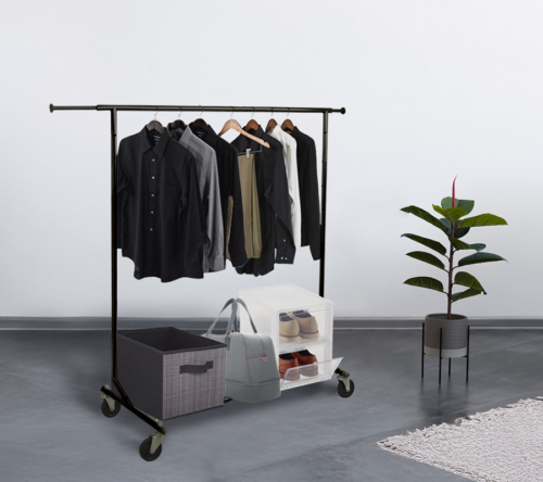 Heavy Duty Collapsible Rolling Rack - Black | Store Displays®