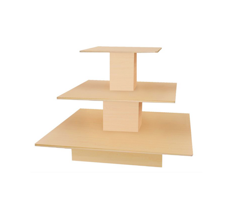 3-Tier Wood Square Display Table - Maple | Store Displays®