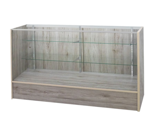 6' Full Vision Display Case - Barnwood | Store Displays®