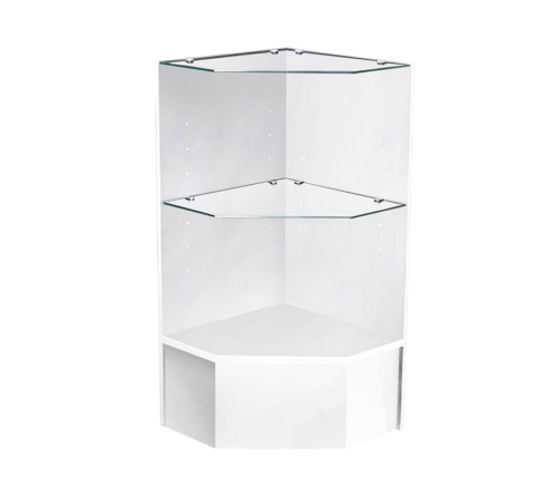 Pentagon Corner Display Case - White | Store Displays®