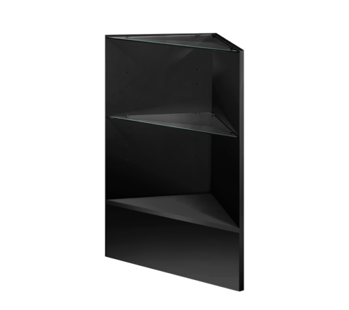 Triangle Corner Display w/ Glass Shelves - Black | Store Displays®