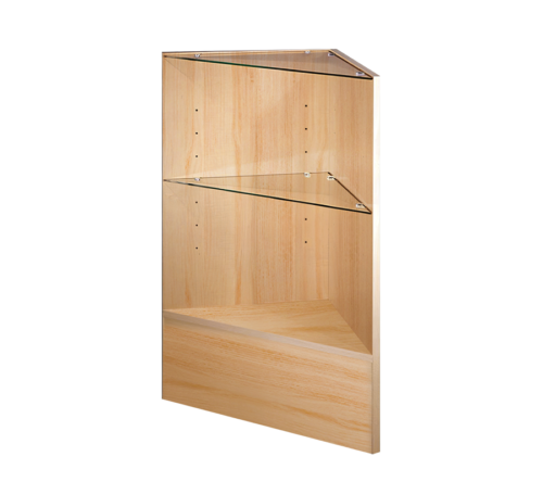 Triangle Corner Display w/ Glass Shelves - Maple | Store Displays®