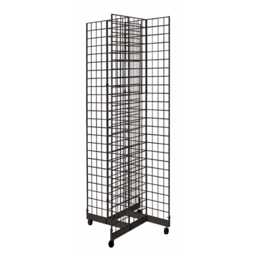 2' x 5' Grid Panels w/ 4 Way Base - Black | Store Displays®