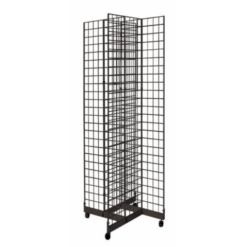 | 2' x 7' Grid Panels w/ 4 Way Base - Black | Store Displays®