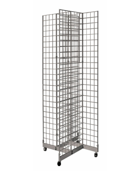 | 2' x 5' Grid Panels w/ 4 Way Base - Chrome | Store Displays