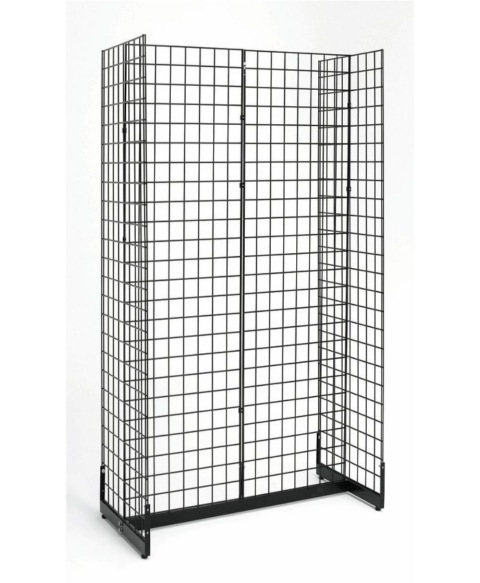 2' x 7' Grid Panels w/ Gondola Base - Black | Store Displays®