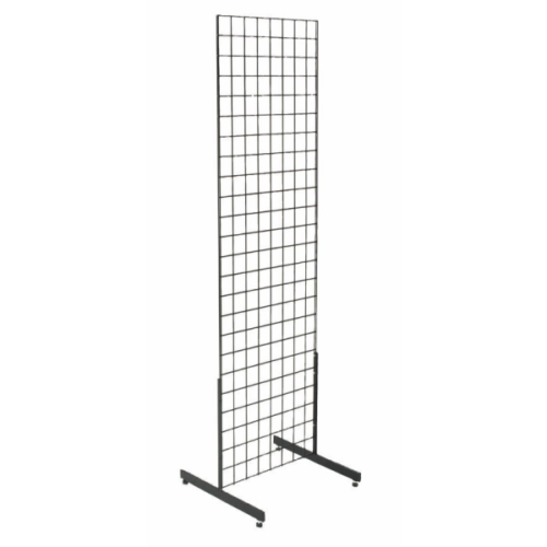 2' x 7' Grid Panel w/ T-Legs - Black | Store Displays®