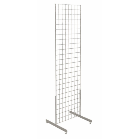 2' x 5' Grid Panel w/ T-Legs - Chrome | Store Displays®