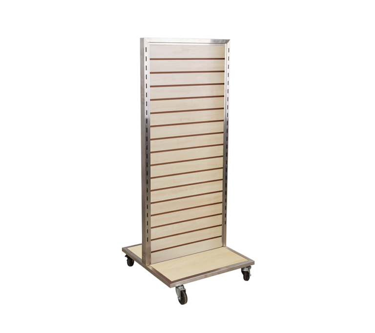2 Way Rolling Slatwall Tower Display w/ Casters | Store Displays®