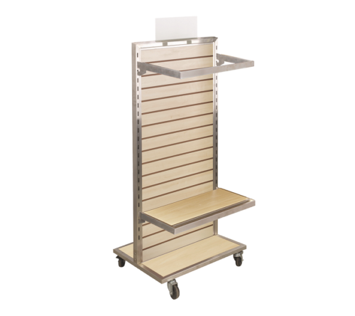 2 Way Rolling Slatwall Tower Display w/ Casters | Store Displays®