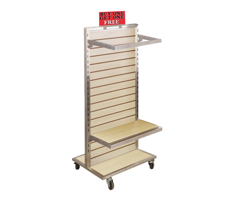 2 Way Rolling Slatwall Tower Display w/ Casters | Store Displays®