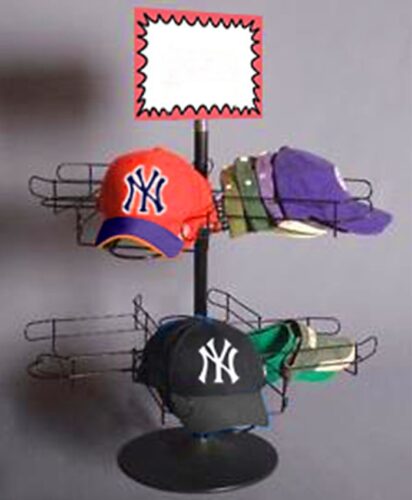 2-Tier Countertop Cap Display Stand / Hold 48 - Black | Store Displays®