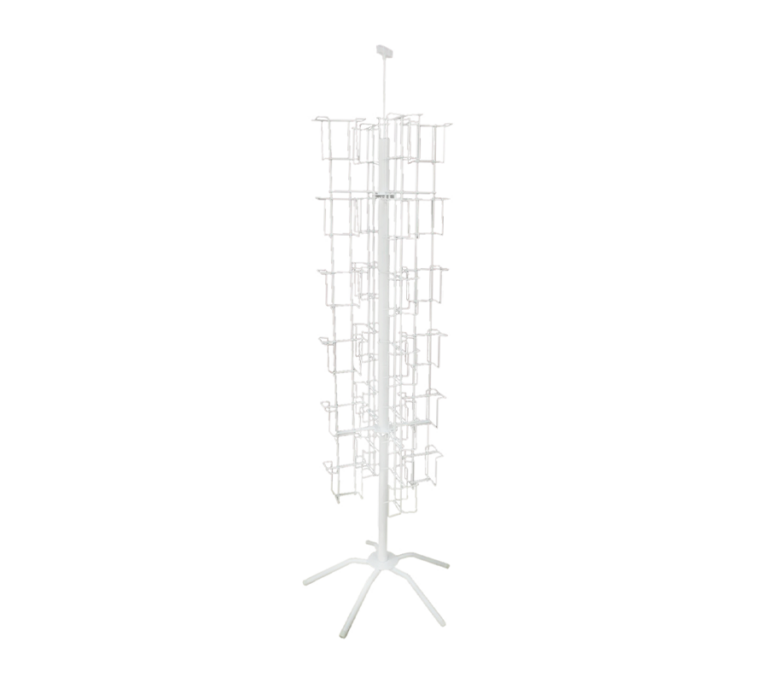 48 Pocket Rotating Card Display w/ Sign Holder - White | Store Displays®