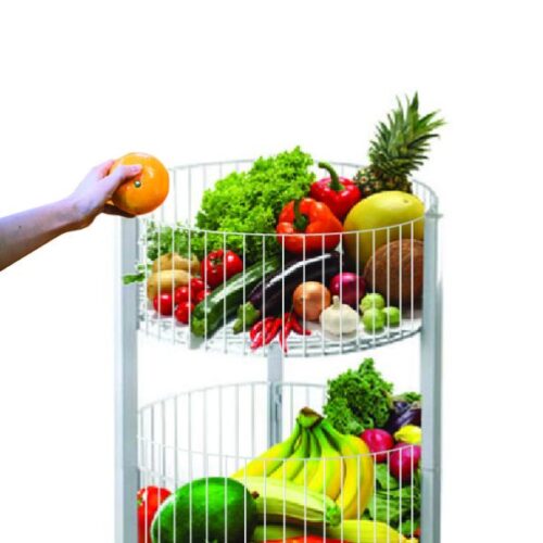 | 3-TIER ROUND WIRE BASKET RACK - WHITE | Store Displays®