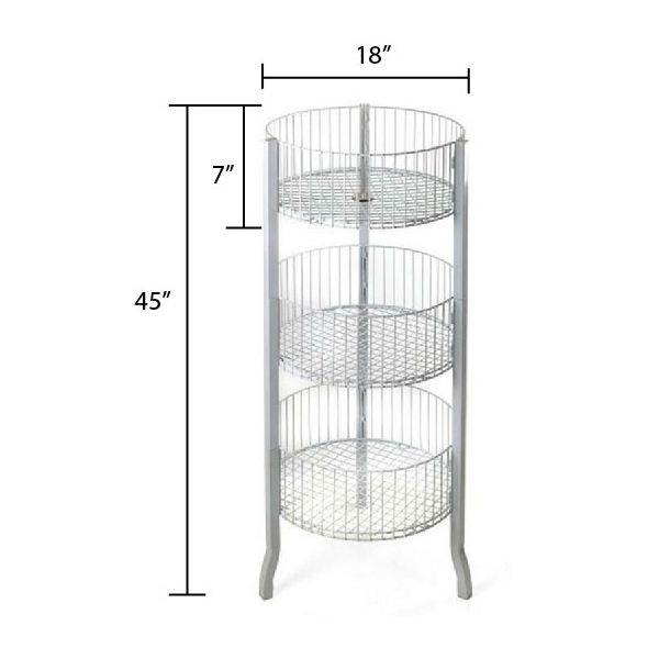 | 3-TIER ROUND WIRE BASKET RACK - WHITE | Store Displays®