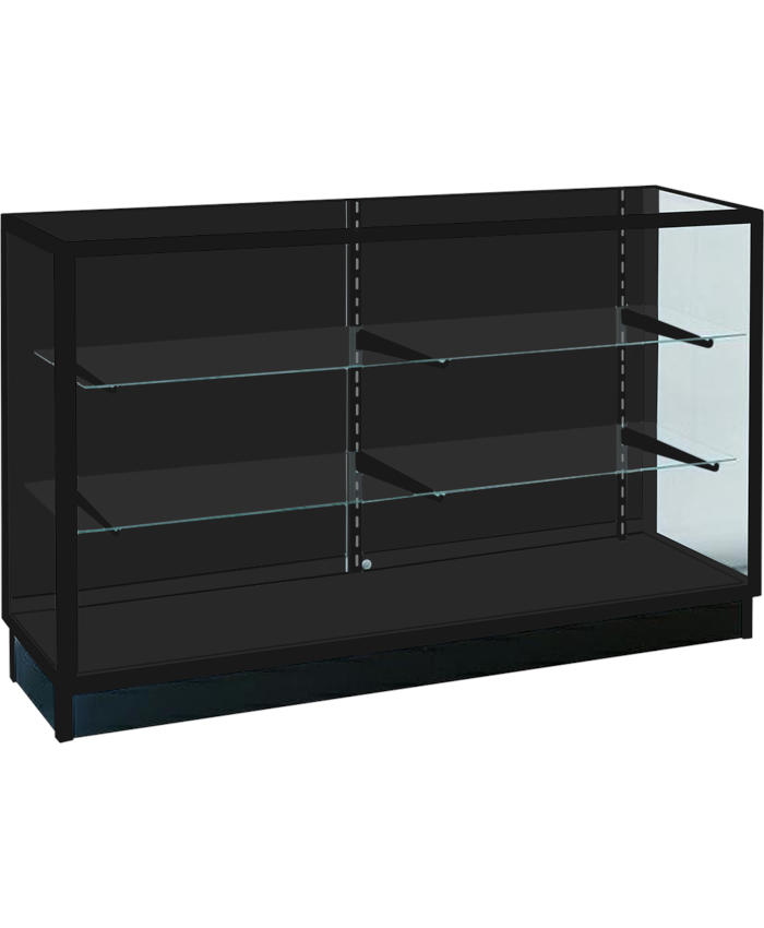 6' Black Extra Vision Aluminum Display Case with Tempered Glass Finish ...