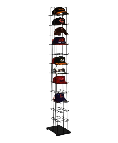 | 12-TIER BASEBALL CAP DISPLAYRACK/ HOLD 72 CAPS- BLACK | Store Displays®