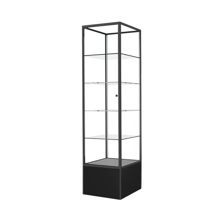 Black Extra Vision Square Tower Case 20"L x 72"H | Store Displays®