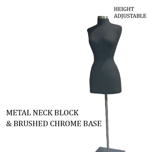 HEADLESS FEMALE BODY FORM- METAL BASE - BLACK | Store Displays®