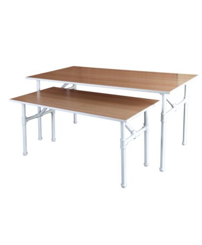 Pipeline 60"L Large Nesting Table - Matte White | Store Displays®