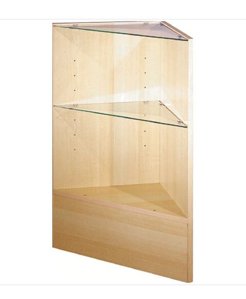 Triangle Corner Display w/ Glass Shelves - Maple | Store Displays®