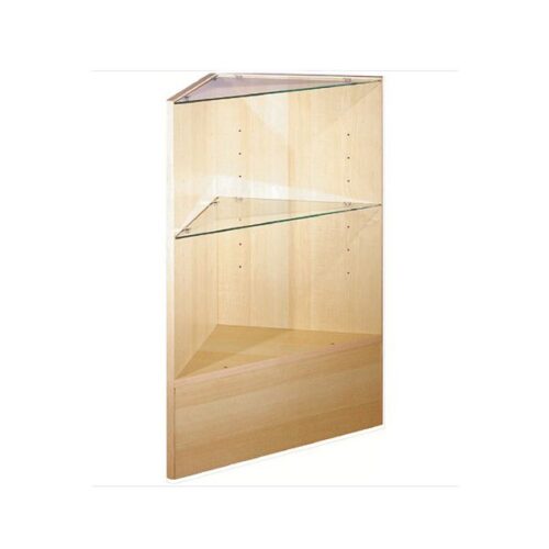 Triangle Corner Display w/ Glass Shelves - Maple | Store Displays®
