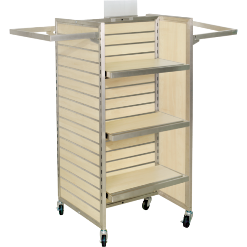 H-Unit Rolling Slatwall Merchandiser - Maple | Store Displays®