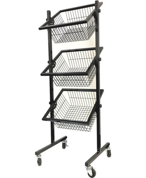 3-Tier Square Wire Basket Display - Black | Store Displays®