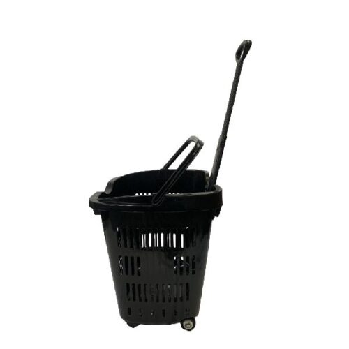 2 WHEEL ROLLING SHOPPING BASKET -BLACK | Store Displays®