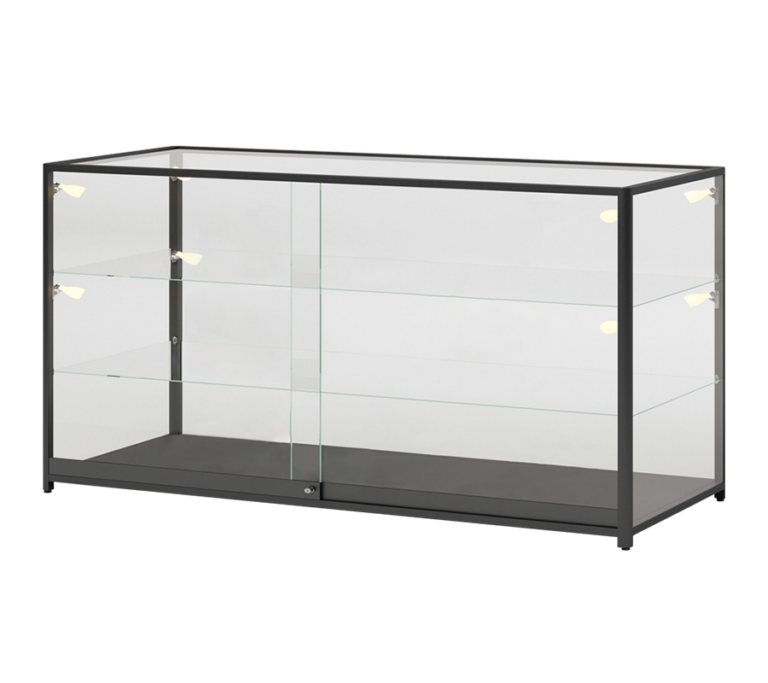 6' Black Extra Vision Display Case w/LED Spotlights | Store Displays®